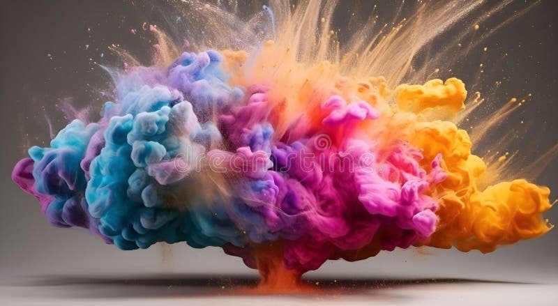 Colorful Brain Emerging from Powder Stock Illustration - Illustration ...