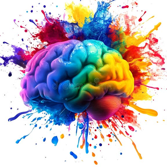 Colorful Brain Exploding with Creativity and Imagination. AI Generative ...