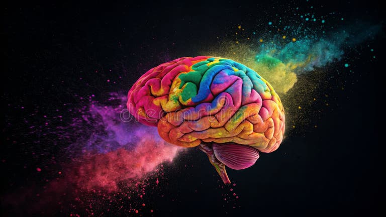 Colorful Brain, Exploding Imagination 3D Render, Creativity, Mind ...