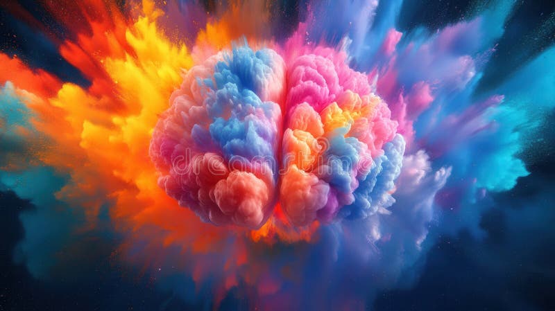 Colorful Brain Exploding Vibrant Representing Colors Ideas Creativity ...
