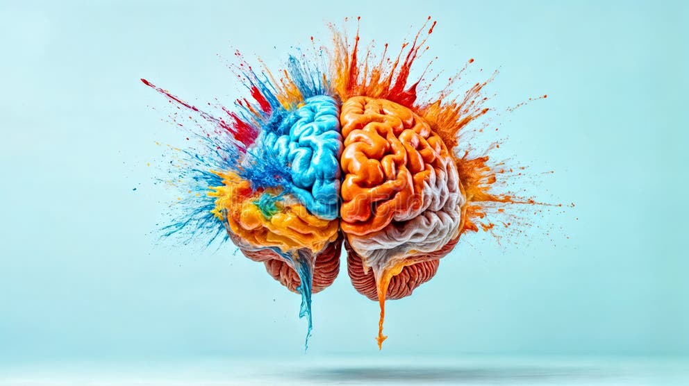 Colorful Brain Explosion: Creativity and Logic in Vibrant Splash Art ...