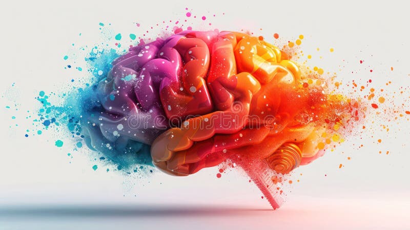 Colorful Brain with Gears: Creative and Analytical Thinking Concept ...