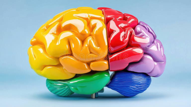 Colorful Brain Human Model, Logical Thinking Process Stock Illustration ...