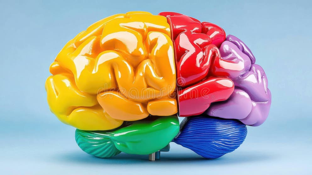 Colorful Brain Human Model, Logical Thinking Process Stock Illustration ...
