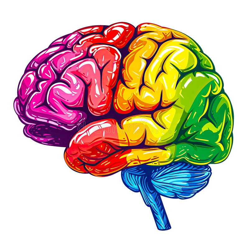 Colorful Brain Illustration Isolated on White Background Stock Image ...