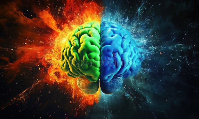 Colorful Brain Illustration Representing Creativity and Logic with ...