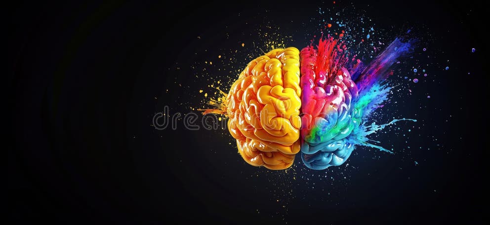 Colorful Brain Illustration Representing Creativity and Logic with ...