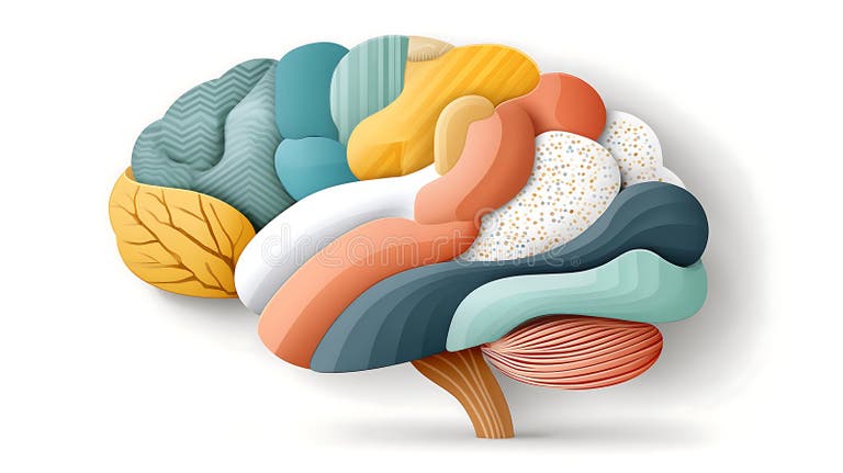 Colorful Brain Illustration Showcasing Various Textures and Patterns ...