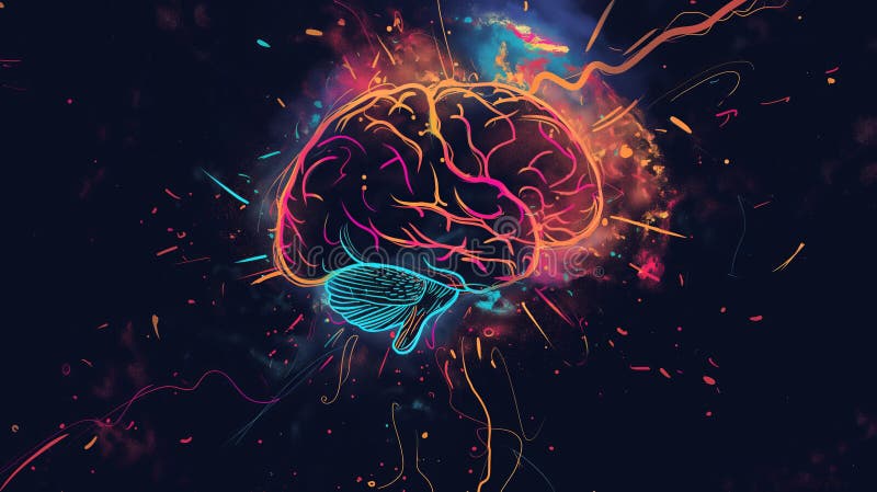 A Colorful Brain with a Lot of Detail Technologies Stock Image - Image ...