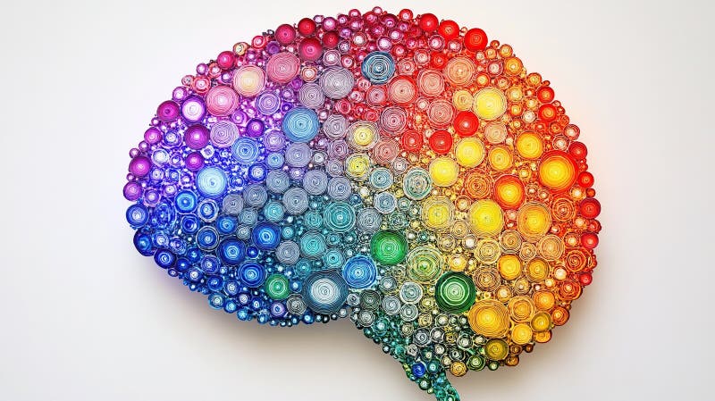 Colorful Brain Made of Small Spheres Stock Illustration - Illustration ...