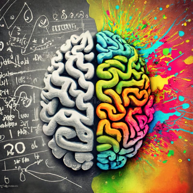 Colorful Brain with Math Equations Explosive Colors Stock Illustration ...