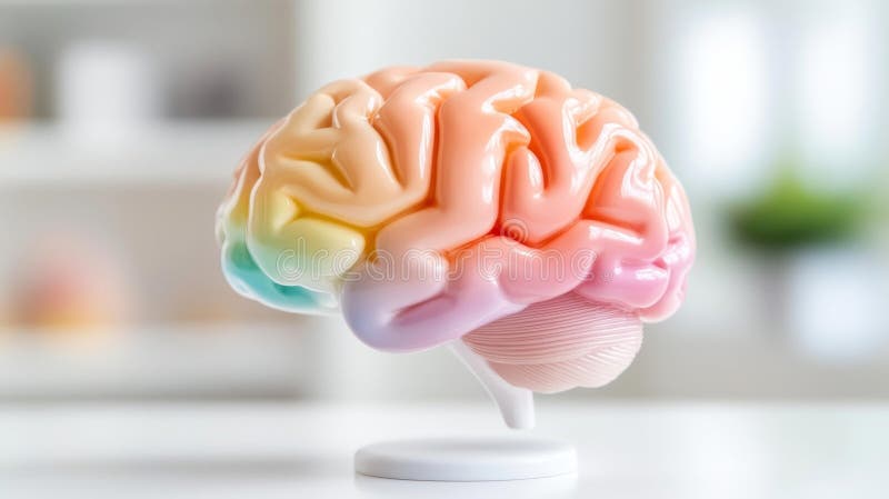 Colorful Brain Model with Rainbow Gradient Design Isolated on White ...