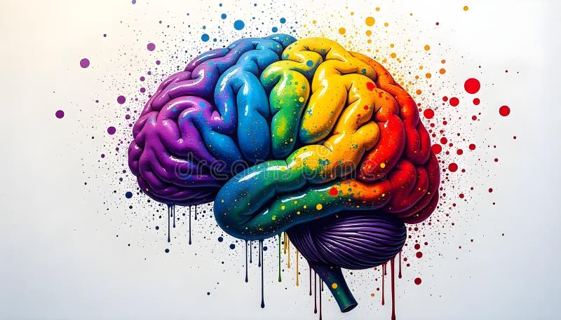 Colorful Brain Model with Paint Splashes Representing Neurodiversity ...