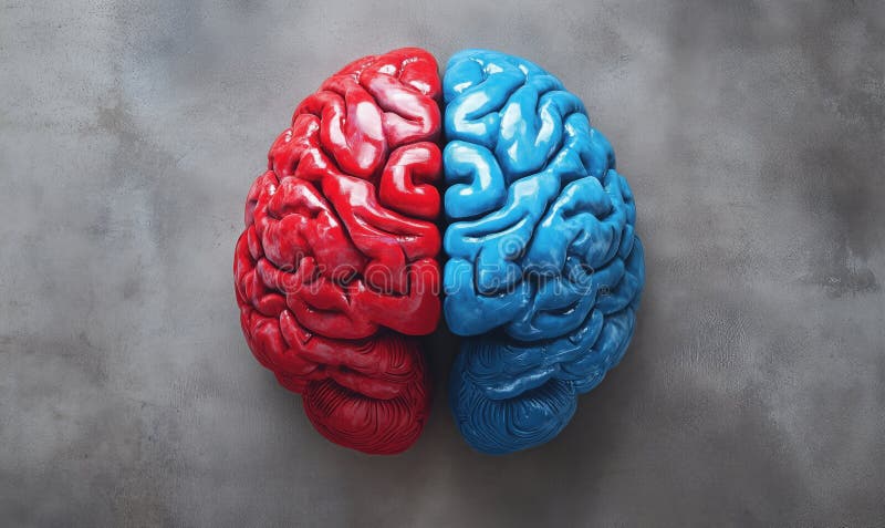 Colorful Brain Model Red Blue Split Representation of Human Brain ...