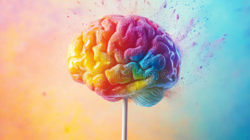 Colorful Brain Model with Vibrant Background, Creativity and ...
