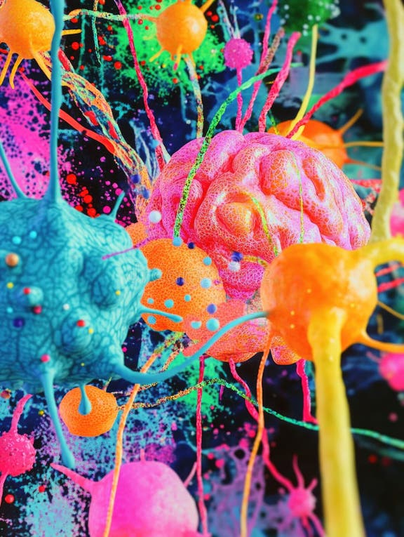 Colorful Brain Molecular Illustration Stock Photo - Image of nerve ...
