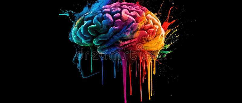 "PAINT DRIPPING BRAIN FORMING HUMAN HEAD" Stock Illustration ...