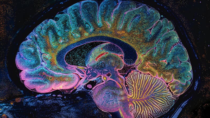 Colorful Brain Scan Image Highlighting Neurological Structures and ...