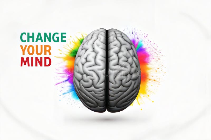 Colorful Brain with Splash Effect and Change Your Mind Text ...