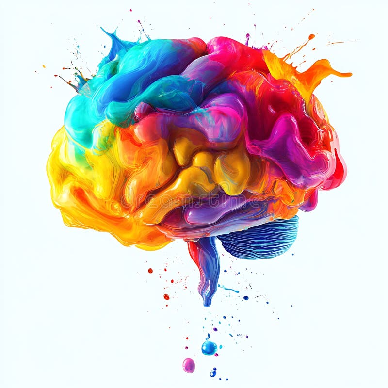 Colorful Brain Splashing Paint Representing Creativity and Imagination ...