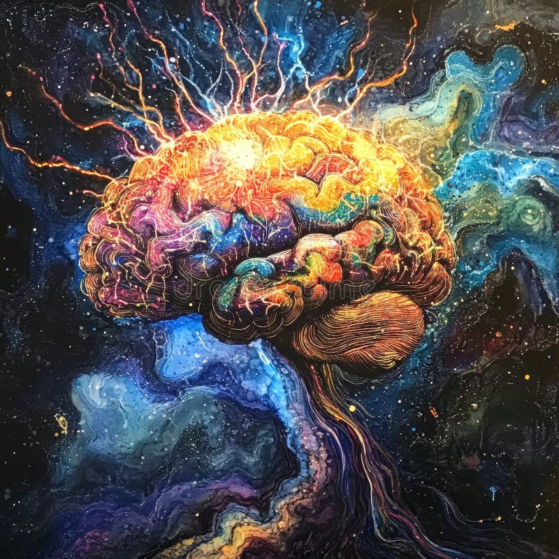 A Colorful Brain with a Tree Growing Out of it Stock Illustration ...