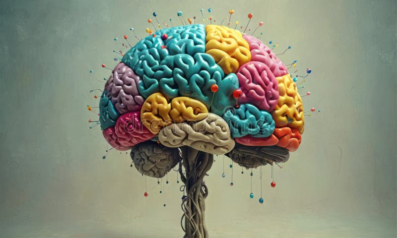 A Colorful Brain with a Tree Made of Pins is the Main Focus of this ...