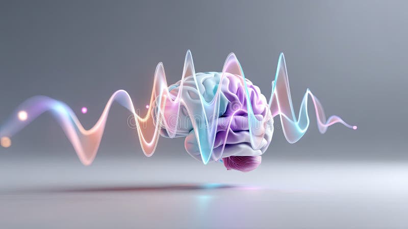 Colorful Brain Waves Energy Visualization Animated Concept of Happy ...