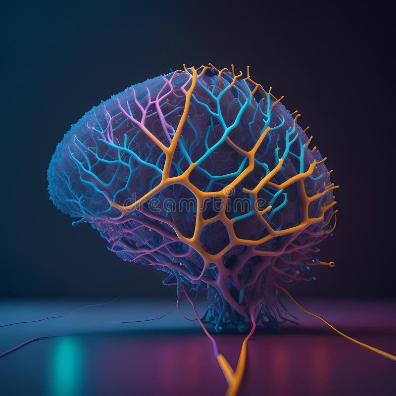 Colorful Brain with Wire and Cable Stock Illustration - Illustration of ...