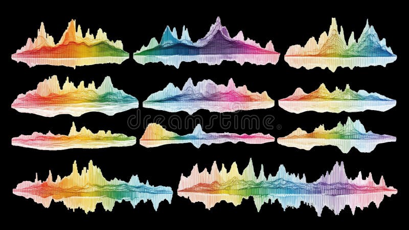 Colorful Brainwave Visualization Showing Mental Activity on Transparent ...