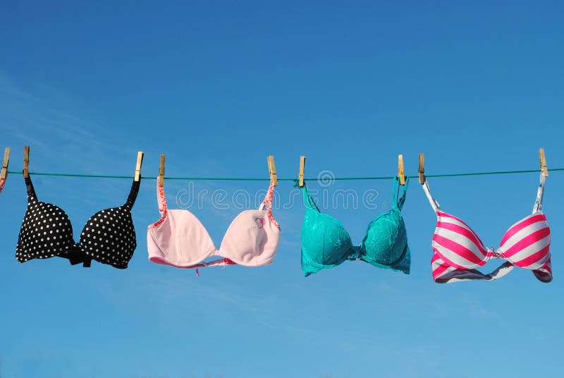 Colorful Bras on Clothesline Stock Image - Image of lingerie, underwear ...
