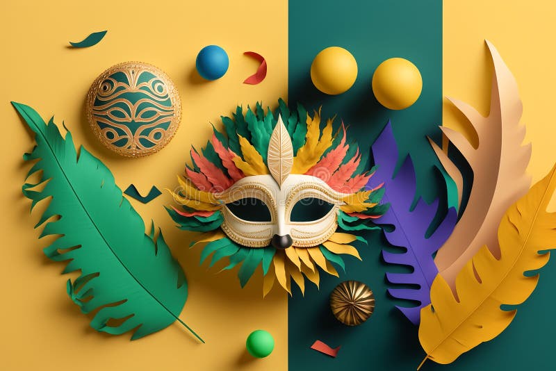 Colorful Brazilian Carnival Flat Lay. Multicolor Scheme Stock ...