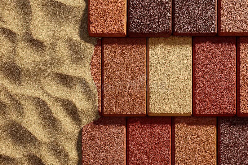 Colorful Brick Pattern Blends with Sandy Texture in Outdoor Setting ...