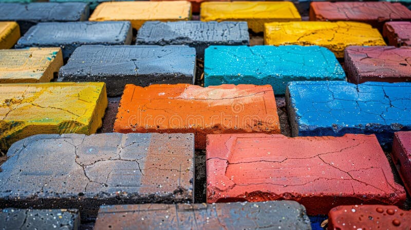 Colorful brick pavement stock illustration. Illustration of grunge ...