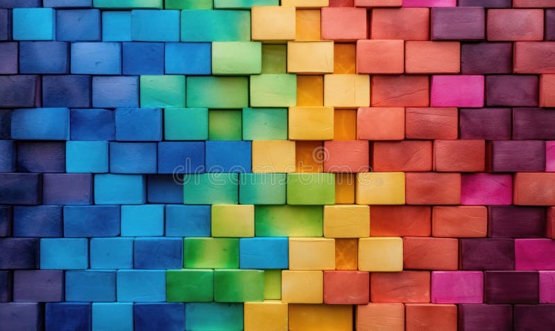 Colorful Brick Wall Background. Small Bricks of Different Sizes and ...