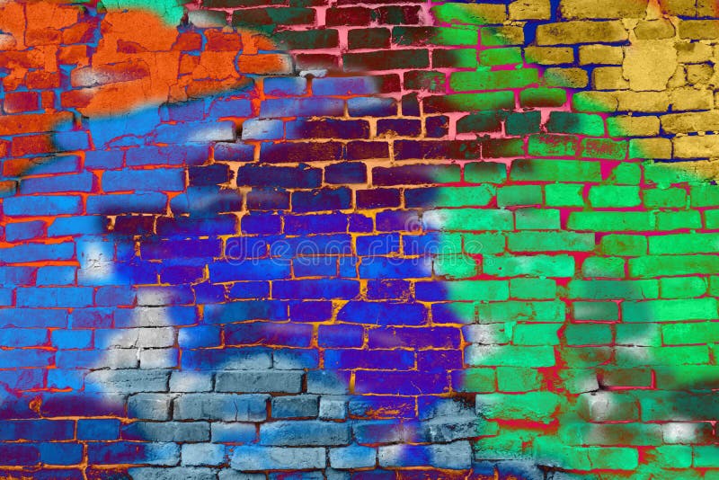 Colorful brick wall stock photo. Image of background - 95625332
