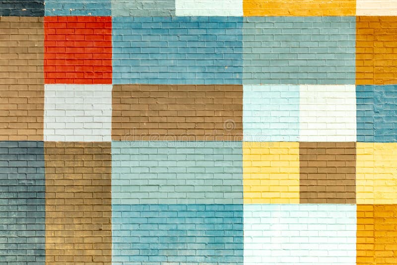 Colorful Brick Wall in Different Colors in Geometric Pattern Stock ...