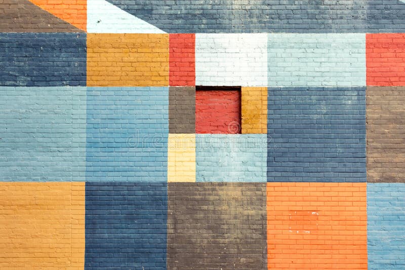 Colorful Brick Wall in Different Colors in Geometric Pattern Stock ...