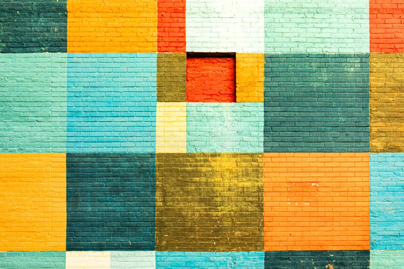 Colorful Brick Wall in Different Colors in Geometric Pattern Stock ...