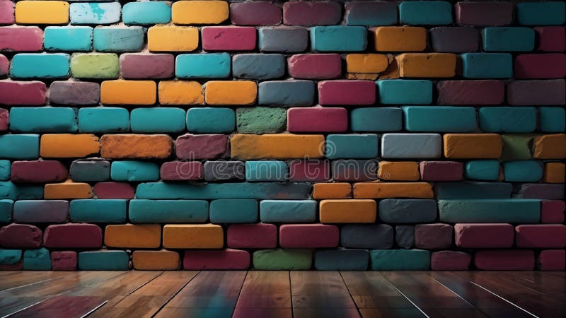 Colorful Brick Wall Multicolored Bricks Background Wallpaper Stock ...