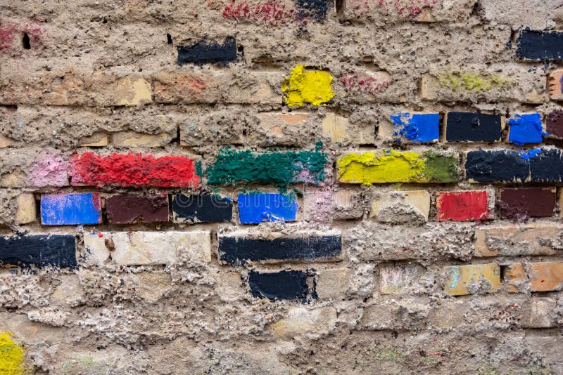 A colorful brick wall stock photo. Image of design, multicolored ...