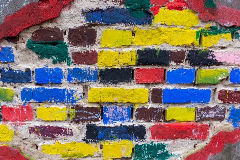 A colorful brick wall stock photo. Image of horizontal - 209675884