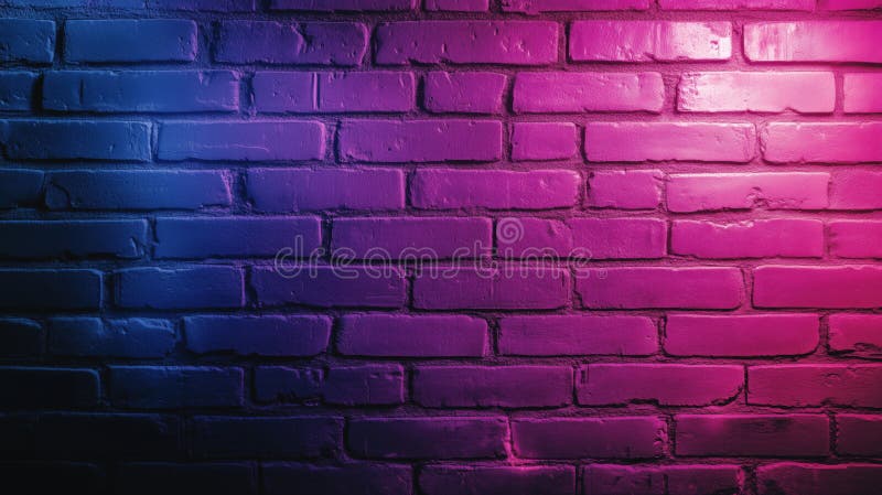 Colorful Brick Wall with Purple and Blue Lighting Stock Image - Image ...