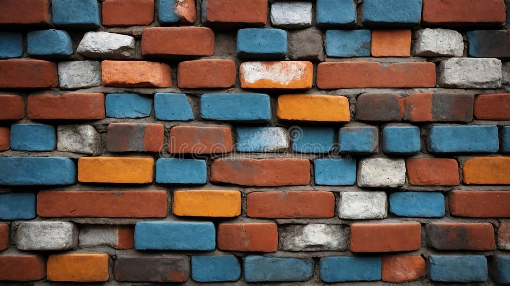 Colorful Brick Wall Showcasing Unique Patterns and Textures in an Urban ...