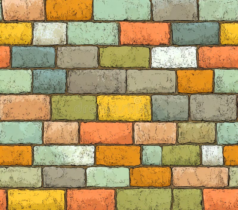 Colorful Brick Wall Texture Seamless Pattern for Design Projects ...