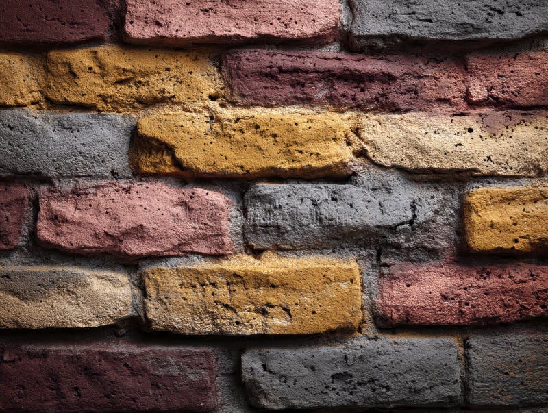Colorful Brick Wall Texture with Variations in Tone and Shade Stock ...