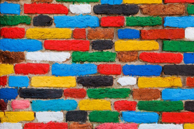 Colorful Brick Wall. Unique Background Stock Photo - Image of facade ...