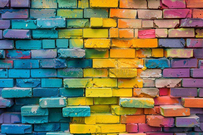 Rainbow Brick Wall stock illustration. Illustration of bright - 331325598