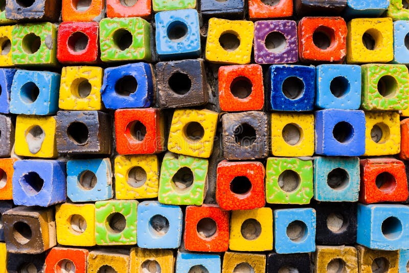 Colorful Bricks Decorate on the Wall. Stock Photo - Image of mosaic ...