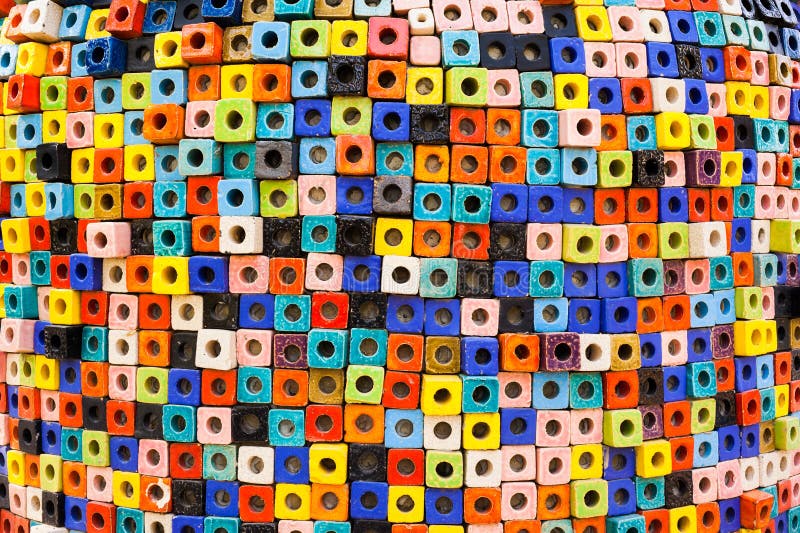 Colorful Bricks Decorate on the Wall. Stock Image - Image of background ...