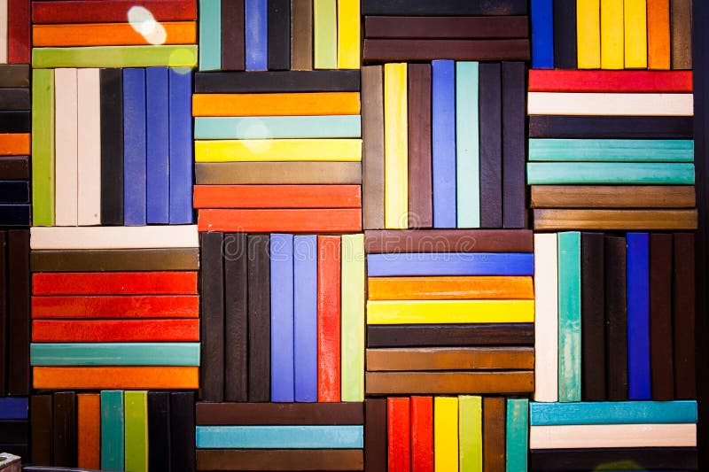 Colorful Bricks Decorate on the Wall. Stock Image - Image of brick ...